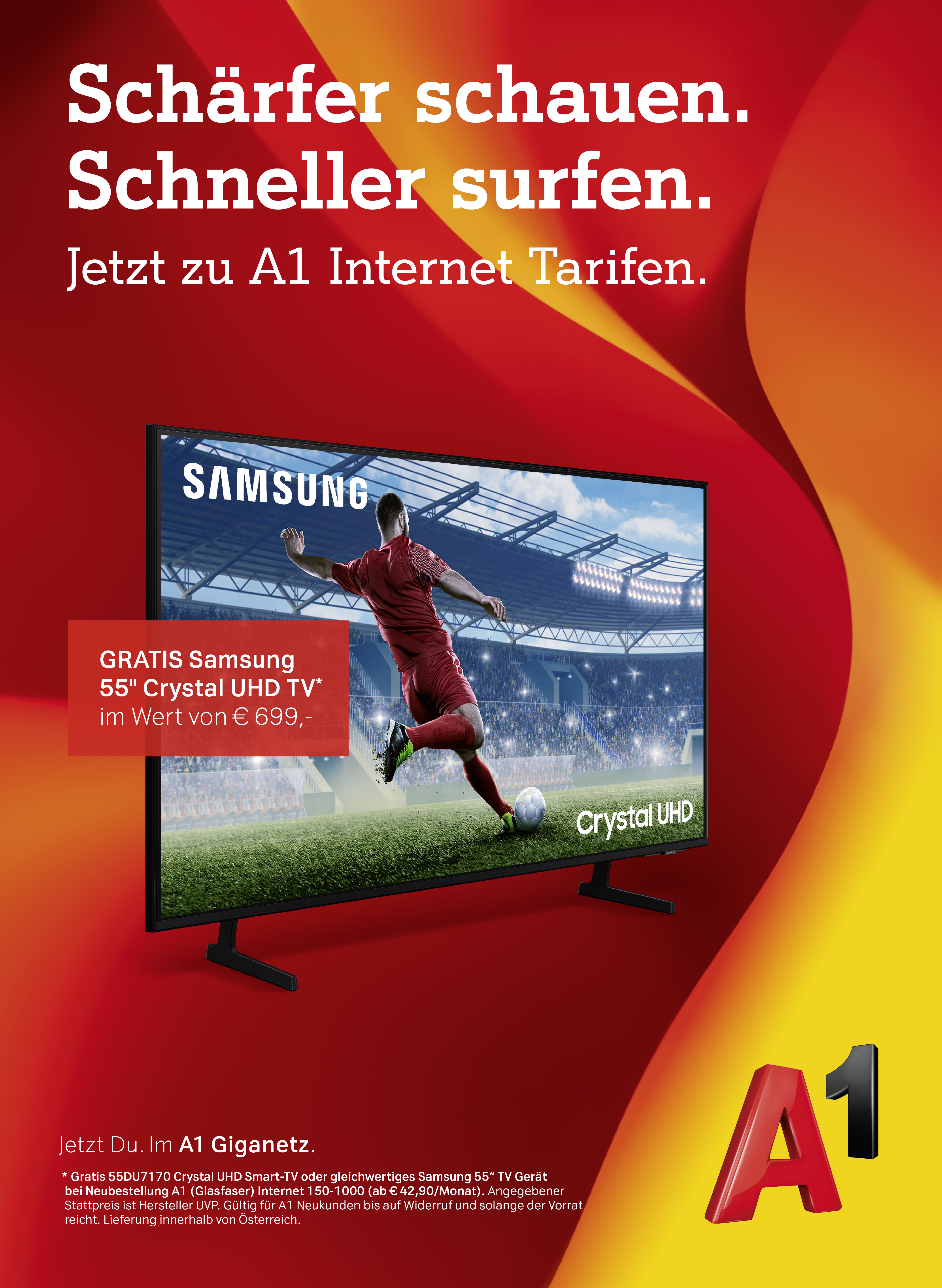 A1 Internet Tarife: Jetzt mit GRATIS Samsung 55 Zoll Crystal UHD TV bei Neubestellung (A1 ...
